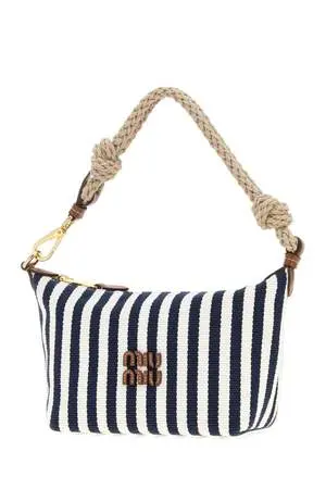 Miu Miu Embroidered Canvas Shoulder Bag