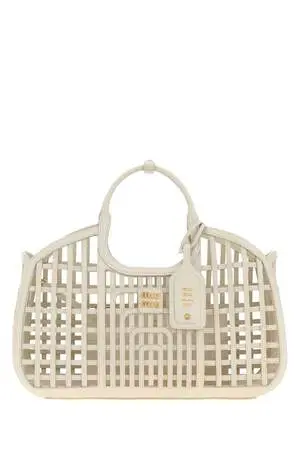 Miu Miu Chalk Leather Shopping Bag