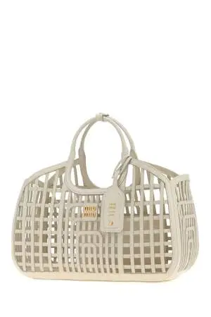 Miu Miu Chalk Leather Shopping Bag