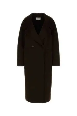LISA YANG Chocolate Wool Blend Coat