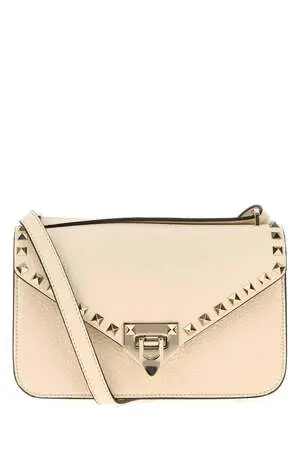 Valentino Garavani Ivory Leather Rockstud Crossbody Bag - White