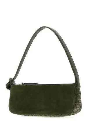 Bottega Veneta Olive Suede And Nappa Leather Nodo Shoulder Bag - Green