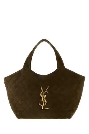 Saint Laurent Mud Suede Medium Icare Shopping Bag - Brown