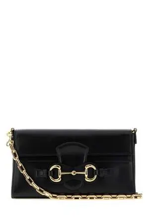 Gucci Leather Medium Horsebit Ristretto Shoulder Bag - Black