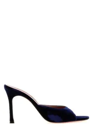 Amina Muaddi Dark Velvet Alexa Mules - Blue