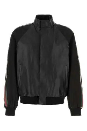 Gucci Leather Bomber Jacket - Black
