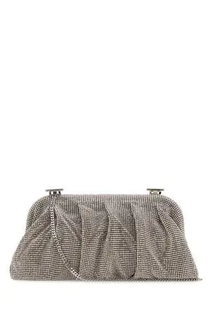 Benedetta Bruzziches Embellished Fabric Large Venus Clutch - Silver