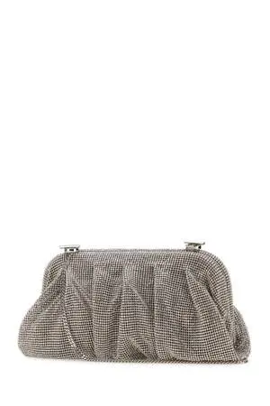 Benedetta Bruzziches Embellished Fabric Large Venus Clutch - Silver