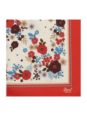 Gerard Darel Siena Floral Print Silk Scarf - Ecru