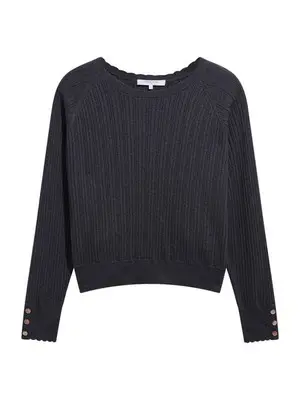 Gerard Darel Rita Ribbed Openwork Knit Sweater