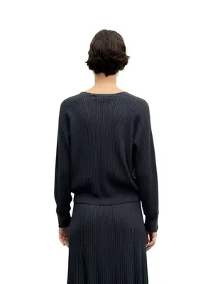 Gerard Darel Rita Ribbed Openwork Knit Sweater