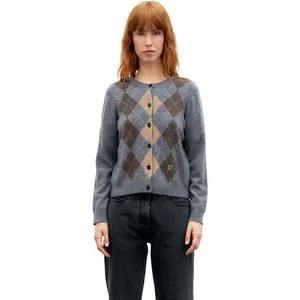 Gerard Darel Rely Argyle Button Front Cardigan - Heather Grey