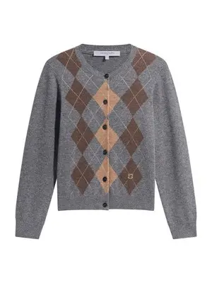 Gerard Darel Rely Argyle Button Front Cardigan