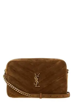 Saint Laurent Camel Suede Loulou Crossbody Bag - Brown