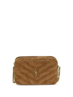 Saint Laurent Camera Loulou Matelassé Suede Shoulder Bag - Brown