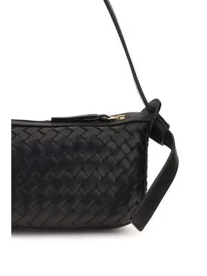 Bottega Veneta Intrecciato Leather Shoulder Bag - Black
