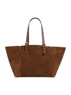 Gerard Darel Marlow Buckle Trim Tote Shoulder Bag - Fawn