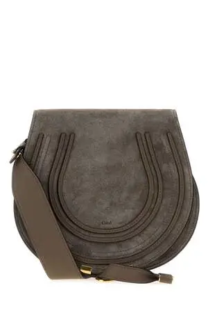 Chloé Dark Grey Suede Marcie Crossbody Bag