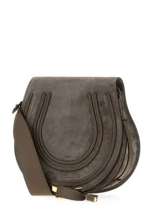 Chloé Dark Grey Suede Marcie Crossbody Bag