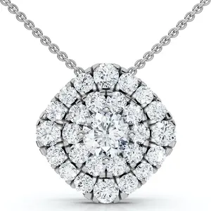 BLISS DIAMOND 2ct Diamond Cushion Pendant Necklace Lab Grown 3/4 - Silver