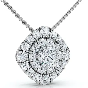 BLISS DIAMOND 2ct Diamond Cushion Pendant Necklace Lab Grown 3/4