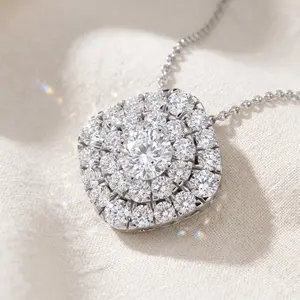 BLISS DIAMOND 2ct Diamond Cushion Pendant Necklace Lab Grown 3/4