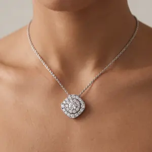 BLISS DIAMOND 2ct Diamond Cushion Pendant Necklace Lab Grown 3/4