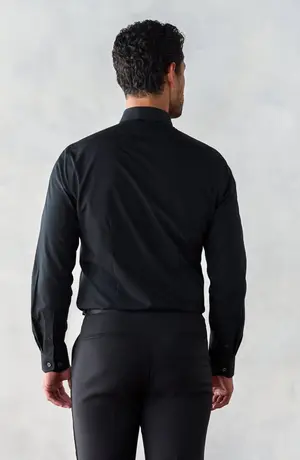 THE BLACK TUX Classic Cotton Dress Shirt - Black