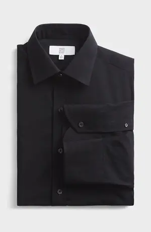 THE BLACK TUX Classic Cotton Dress Shirt - Black