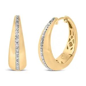 HAUS OF BRILLIANCE Gold Vermeil Diamond Accent Bold Hoop Earring - Silver
