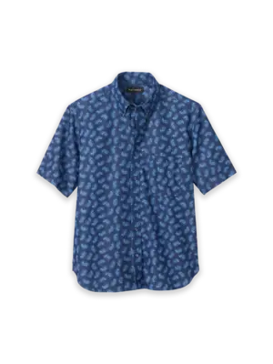 PAUL FREDRICK Slim Fit Cotton Denim Casual Shirt - Dark Navy