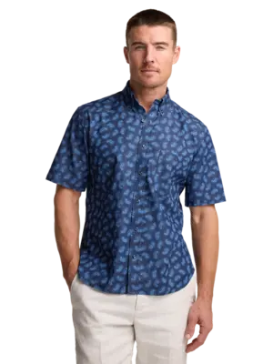 PAUL FREDRICK Slim Fit Cotton Denim Casual Shirt - Dark Navy