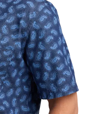 PAUL FREDRICK Slim Fit Cotton Denim Casual Shirt - Dark Navy