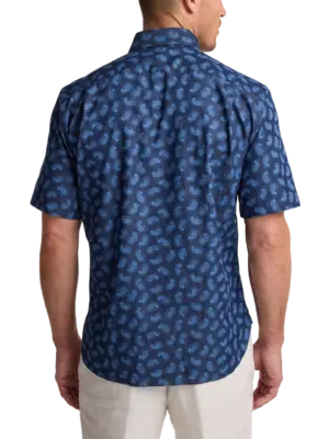 PAUL FREDRICK Slim Fit Cotton Denim Casual Shirt - Dark Navy
