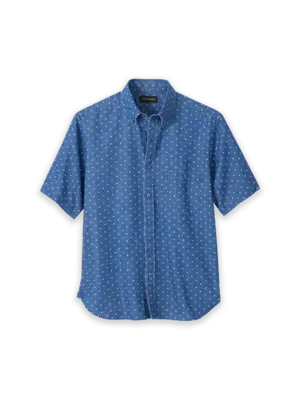 PAUL FREDRICK Slim Fit Cotton Denim Casual Shirt - Navy
