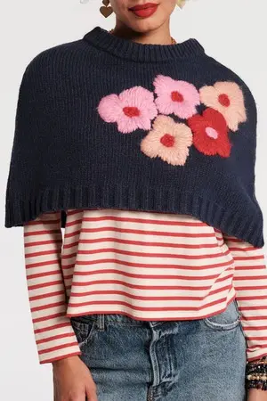 FRANCES VALENTINE Emma Shrug Poppy - Navy/multi