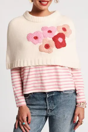 FRANCES VALENTINE Emma Shrug Poppy - Oyster/multi