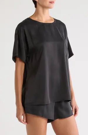 Lunya Washable Silk Short Pajamas - Immersed Black