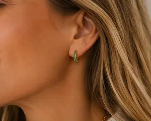 ERIN MCDERMOTT JEWELRY Gemstone And Gold Huggies