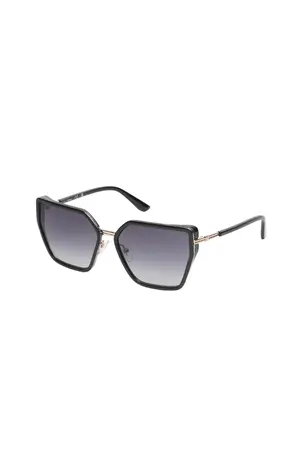 Guess Geometric Cat Eye Sunglasses Shiny Black/smoke