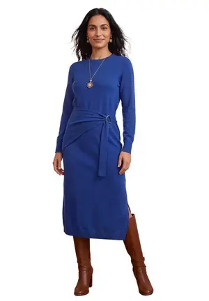 JESSICA LONDON Sweater Wrap Midi Dress Dark Sapphire