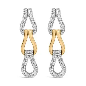 HAUS OF BRILLIANCE Gold Vermeil 1/10 Cttw Diamond Bold Knot Link Earring - Silver