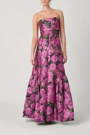 Shoshanna Essex Floral Jacquard Nia Dress - Magenta/green