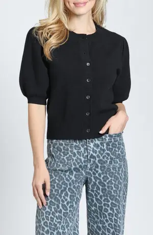 APNY Puff Sleeve Cardigan - Black