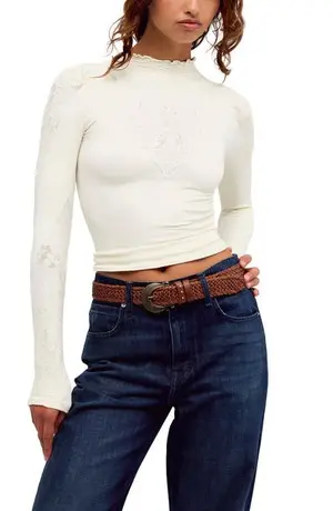 Free People Intimately Fp Mixed Feelings Mock Neck Top - Clean Ivory