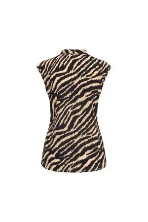 MAISON COMMON Sleevelless V-neck Top With Zebra Print