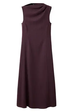 Mango Pam Asymmetric Neck Midi Dress - Burgundy