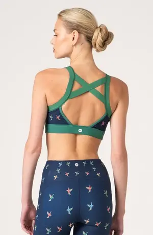 JESSIE ZHAO NEW YORK Emerald Echo Reversible Racerback Sports Bra
