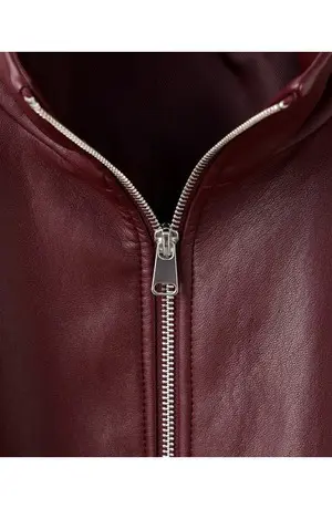 Mango Faux Leather Funnel Neck Jacket