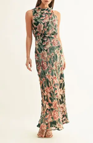 Adelyn Rae Veda Floral Burnout Maxi Dress
